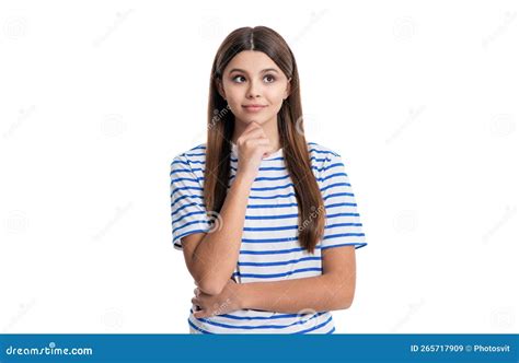 Portrait Of Pondering Teen Girl In Tshirt Pondering Teen Girl Express