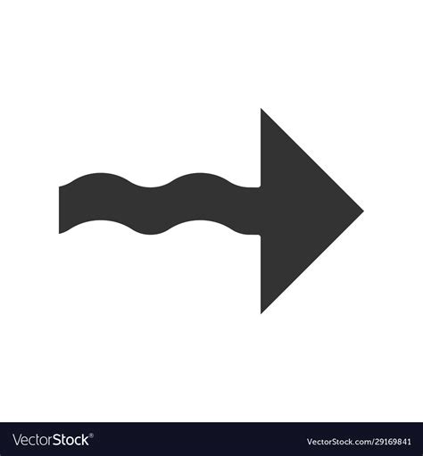 Wavy Arrow Glyph Icon Direction Pointer Sign Vector Image