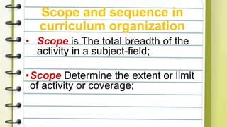 Curriculum Organization Sequence And Scope Guidelines In Curriculum Organization PPTX
