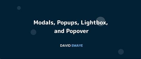 Modals Popups Lightbox And Popover Dev Community