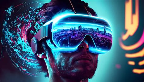 Premium Ai Image Man With In Glasses Of Virtual Reality Exploring The