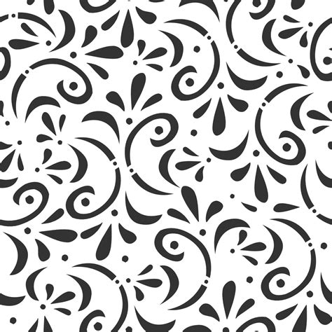 Silhouette Of A Floral Pattern Seamless Tile Pastel Cut File Vector Black And White 12697540