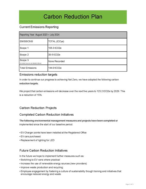 Carbon Reduction Plan Harrold Jones Services