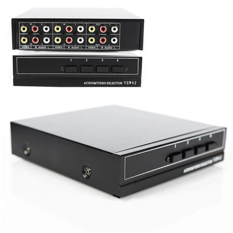 4 Ports 2output Composite 3 RCA Video Audio AV Switch Switcher Box Selector 4 In 1 Out 4x1 4in