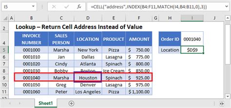 Lookup Return Cell Address Instead Of Value Excel Google Sheets Automate Excel