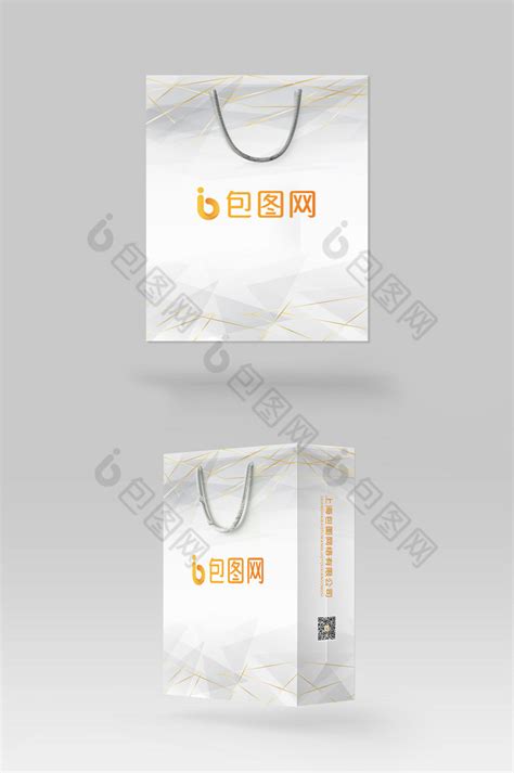 几何多边形金色线条抽象手提袋模板 包图网