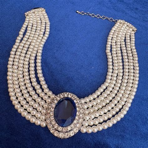 Princess Of Wales Lady Diana Spencer Sapphire Pearl Choker Royal
