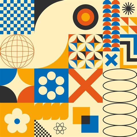 Abstract Simple Geometric Seamless Pattern With Figure Form Shapes Circle And Lines In
