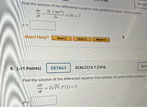 Solved MY NO Find The Solution Of The Differential Equation Chegg