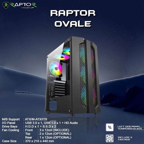 Jual Casing Pc Komputer Gaming Power Up Raptor Ovale With Rgb Fan Kota Medan