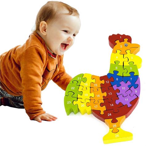 Дървен пъзел Атлас с цифри и букви Петел Emag Bg