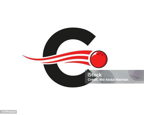 편지 C 볼링 로고 볼링 볼 기호 빨간색 움직이는 볼 벡터 템플릿 Championship에 대한 스톡 벡터 아트 및 기타 이미지 Championship 개념 경기