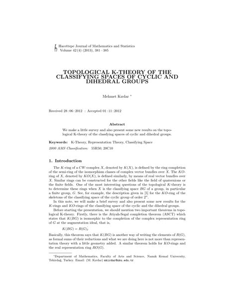 pdf topological k theory of the classifying spaces of cyclic and