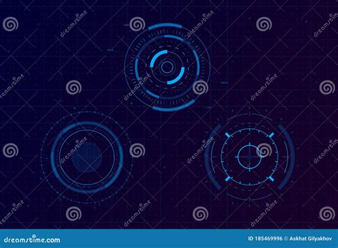 Set Of Hud Circle Targets Sci Fi Round Head Up Display For Futuristic