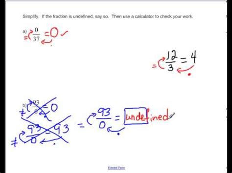 Simplify Fractions With 0 In The Numerator And Denominator Youtube