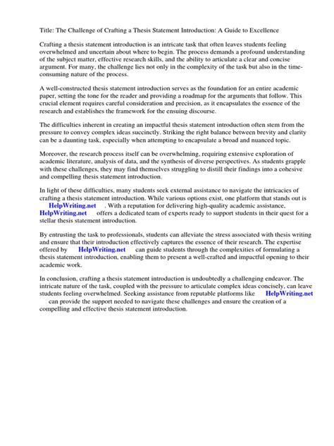 Thesis Statement Introduction Sample Pdf Essays Thesis