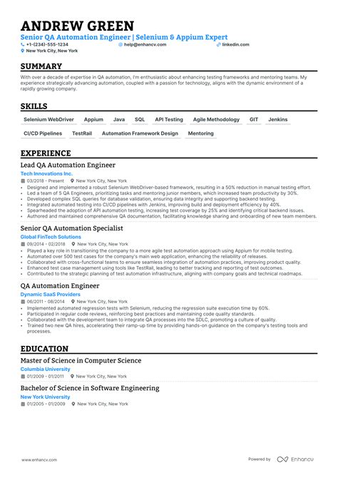 QA Automation Resume Examples Guide For
