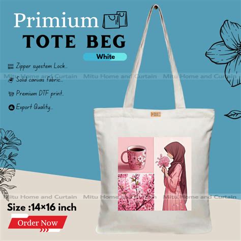 Premium Tote Bag With Zipper Canvas Tote Bag For Women Trendy Shopping