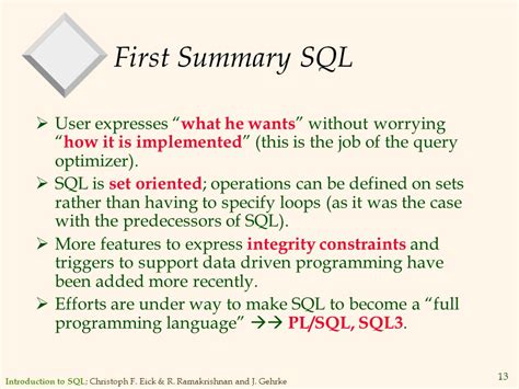 Introduction To Sql Christoph F Eick And R Ramakrishnan And J Gehrke