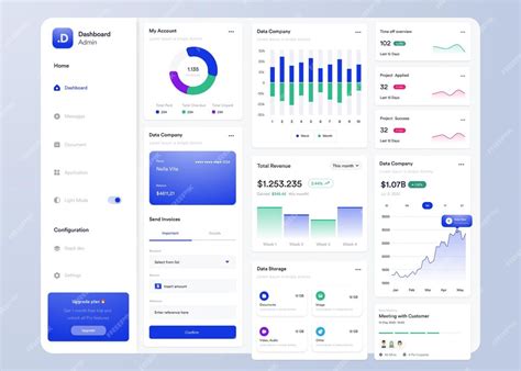Premium Vector Ui Ux Infographic Dashboard Ui Design With Graphs Charts And Diagrams Web