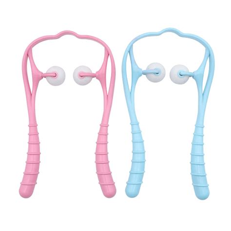 핸드 헬드 수동 경추 마사지기 롤러 트리거 포인트 목 마사지 압력 완화 듀얼 어깨 휴식 셀프 마사지 목 마사지 악기 Aliexpress