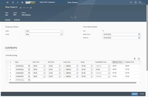 Time Sheet Fill It In The Web Client Sap Community