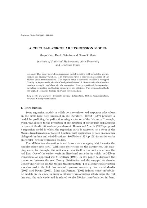 Pdf A Circular Circular Regression Model