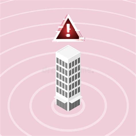 Earthquake Alert Design With Waves And Building Stock Illustration