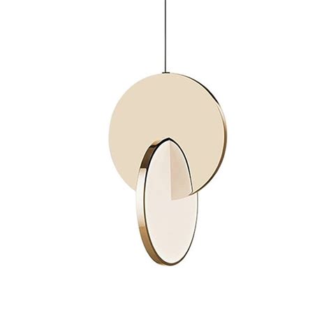 Novelty Minimalist Led Pendulum Light Chromegold Interlocked Disc