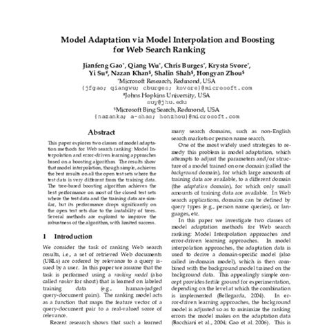 Model Adaptation Via Model Interpolation And Boosting For Web Search