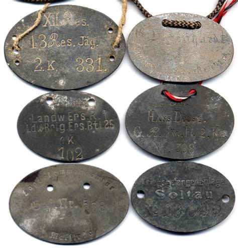 Ww1 Dog Tag Variations Germany Imperial Uniforms Headwear