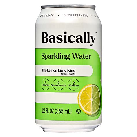 Basically Lemon Lime Sparkling Water 8pk 12oz Cans Delivered In As