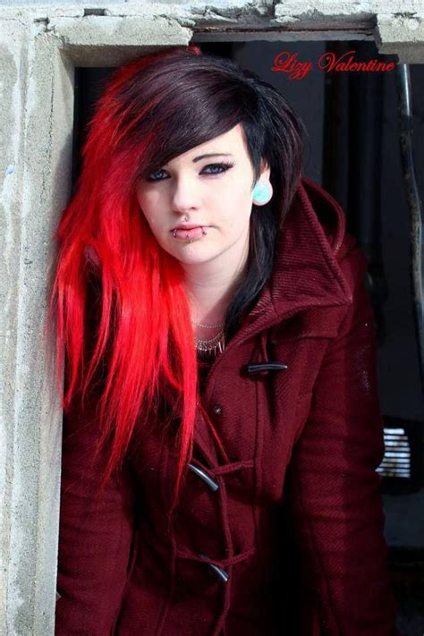 Red And Black Emo Hairstyles For Girls