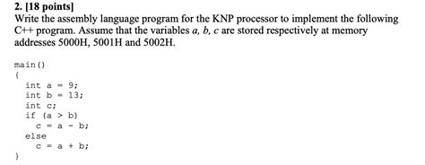 Solved 2 18 Points Write The Assembly Language Program