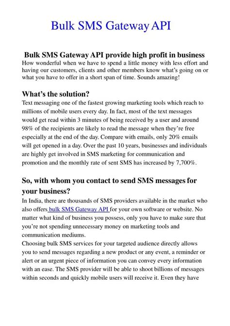 Ppt Bulk Sms Gateway Api Provide High Profit In Business Powerpoint