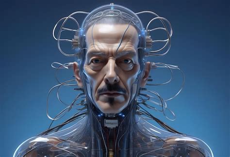 ai agi robot with human elderly features human machine fusion organic