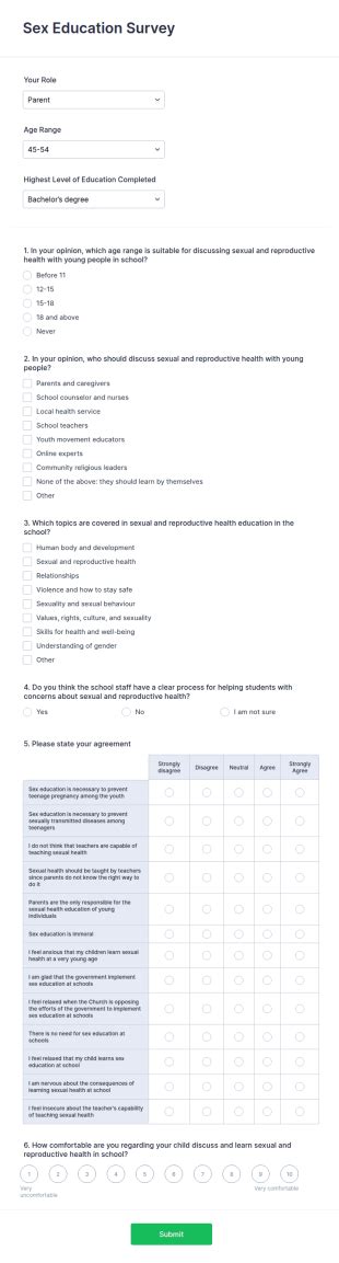 Sex Education Survey Ai Agent Template Jotform