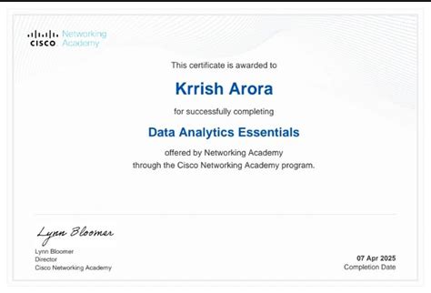 data analytics cisco networking academy krrish arora