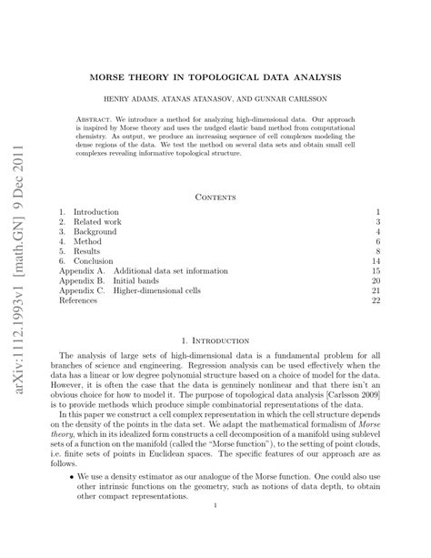Pdf Morse Theory In Topological Data Analysis