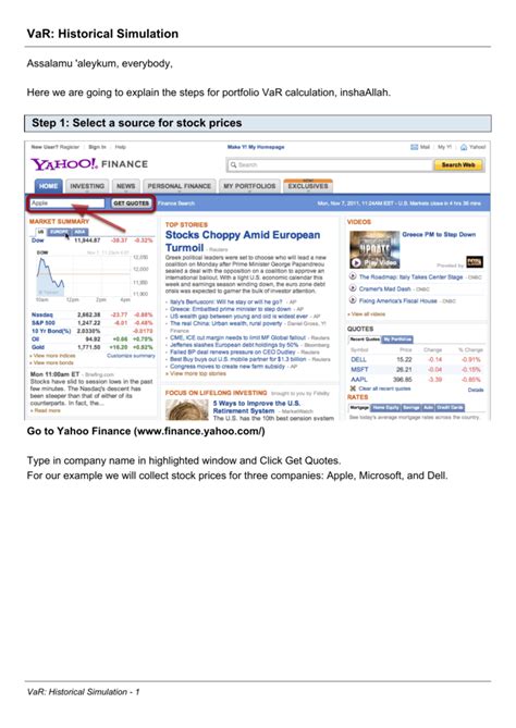 Var Historical Simulation