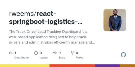Github Rweems React Springboot Logistics Tracker The Truck Driver Load Tracking Dashboard Is