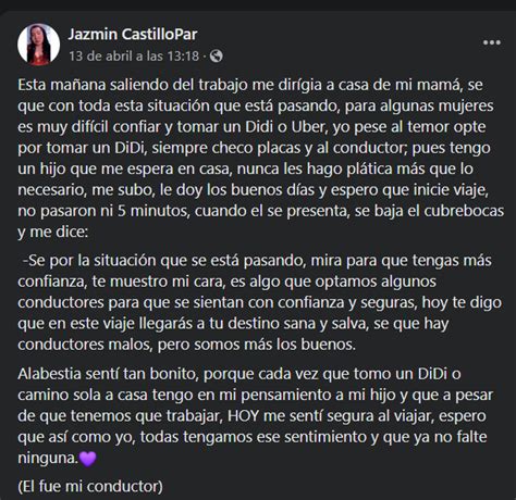 목적지에 안전하고 건전하게 도착할 것입니다” 입소문을 낸 젊은 여성에게 보내는 모바일 앱 운전자의 메시지 Infobae