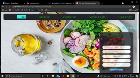 Daily Meal Management System Software Using Html Css Javascript Php