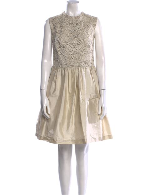 Catherine Regehr Lace Pattern Knee Length Dress Neutrals Dresses
