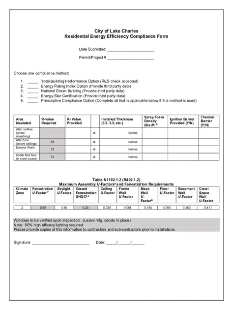 Fillable Online Residential Energy Efficiency Compliance Form Fax Email Print Pdffiller