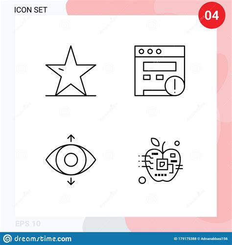 Editable Vector Line Pack Of 4 Simple Filledline Flat Colors Of Ecology Focus Nature Star Seo