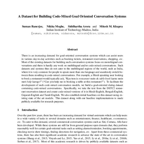 A Dataset For Building Code Mixed Goal Oriented Conversation Systems Acl Anthology