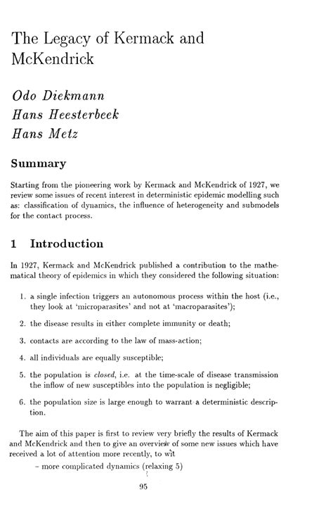 Pdf The Legacy Of Kermack And Mckendrick