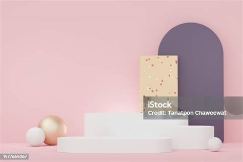 3d 추상 흰색 플랫폼 쇼케이스 제품 및 화장품 프레젠테이션 Terrazzo 아이디어 개념 모형 및 광고를 위한 최소 연단 웹 배너에 대한 기하학적 디자인 장면을 렌더링