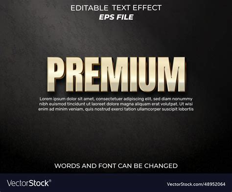 Premium Text Effect Font Editable Typography 3d Vector Image